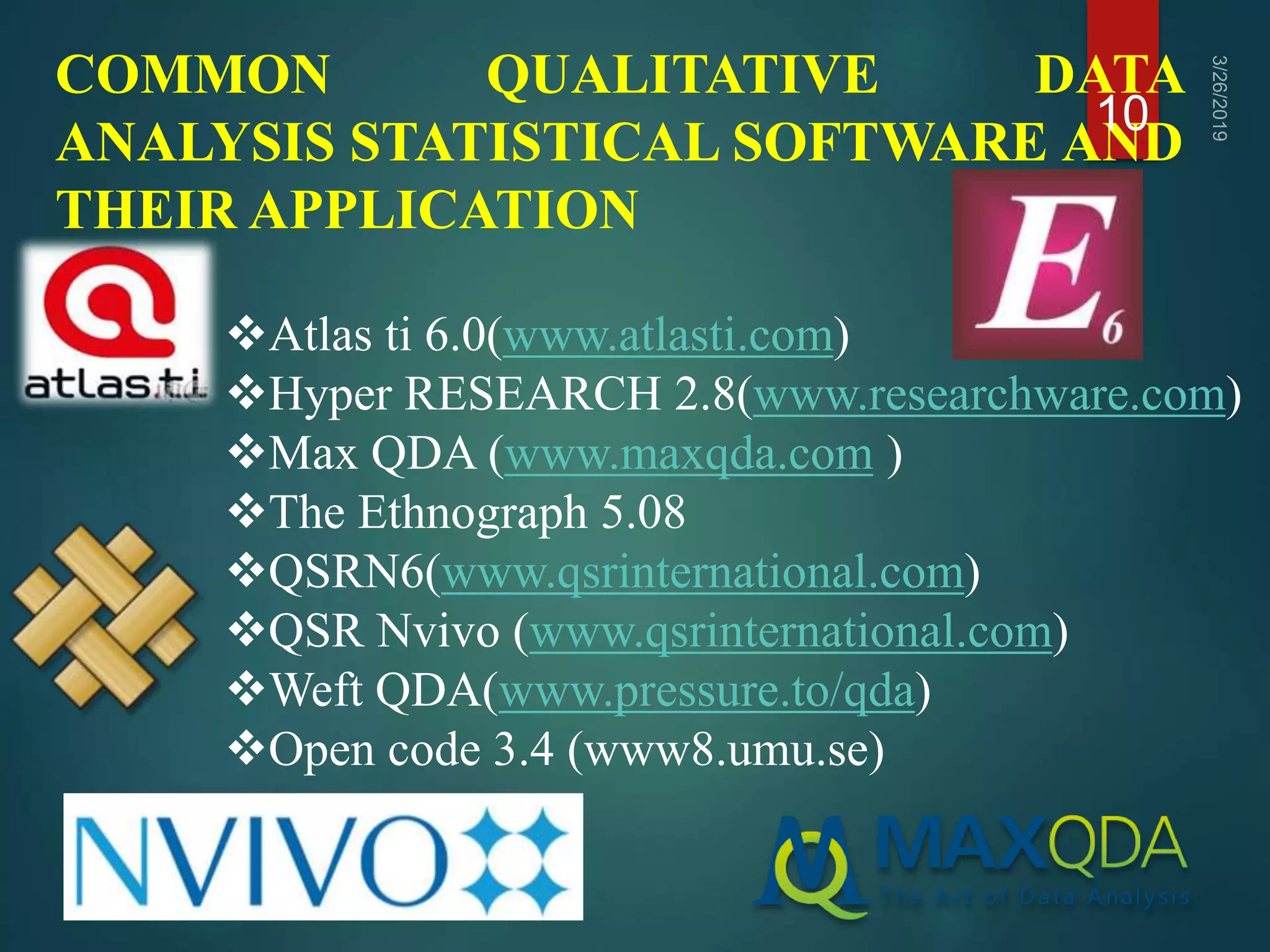 Various statistical software's in data analysis. | PPTX