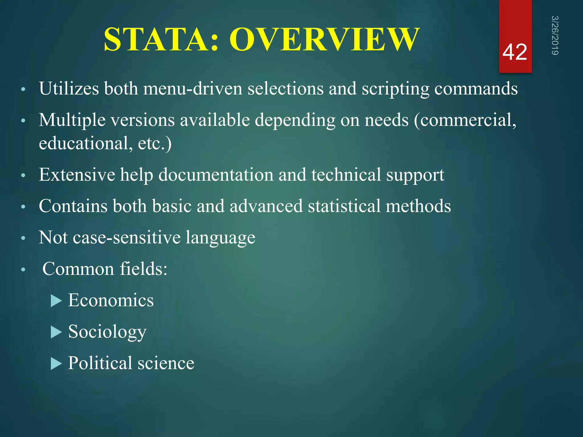 Various statistical software's in data analysis. | PPTX