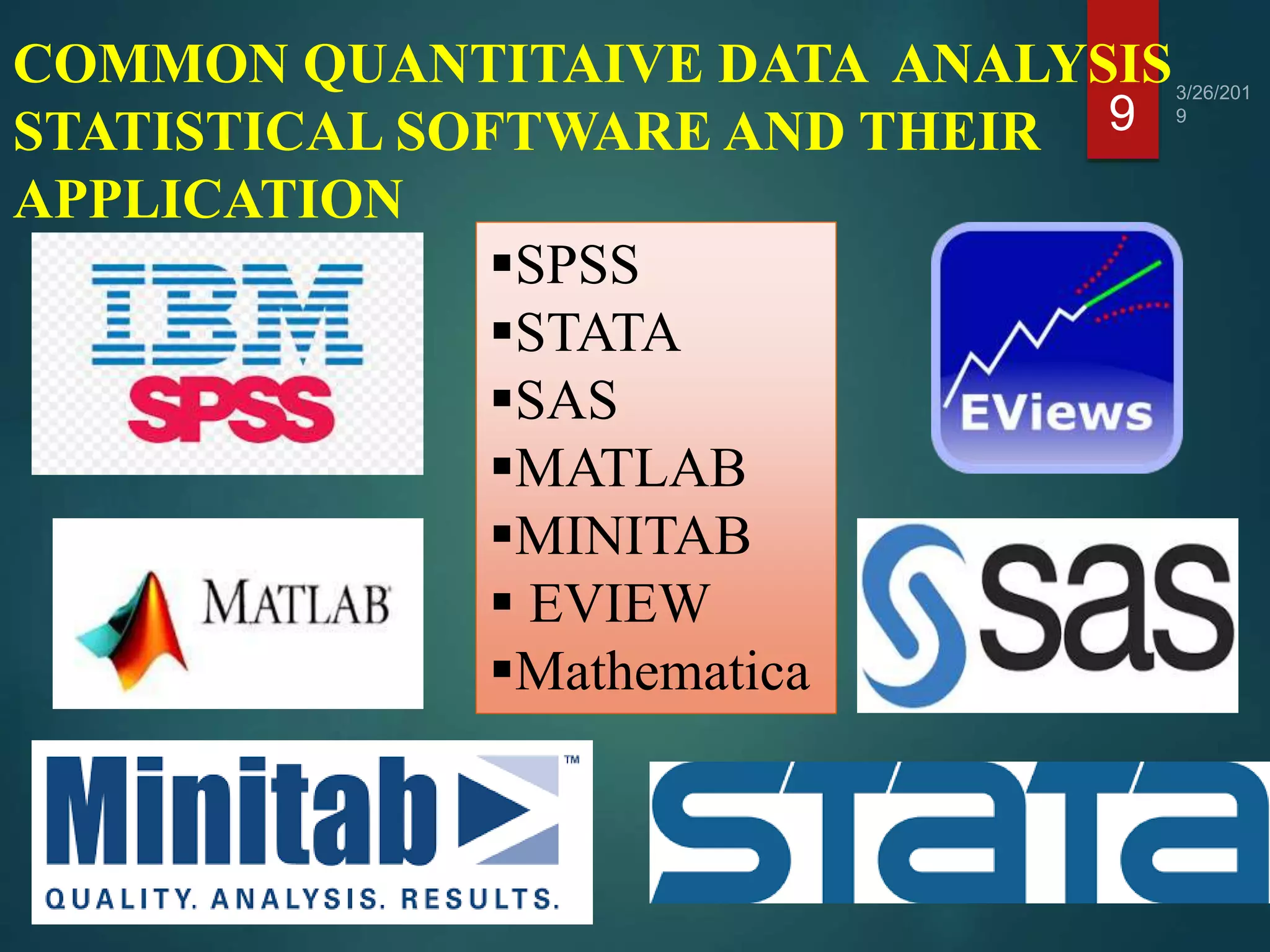 Various Statistical Softwares In Data Analysis Pptx Computer Software And Applications