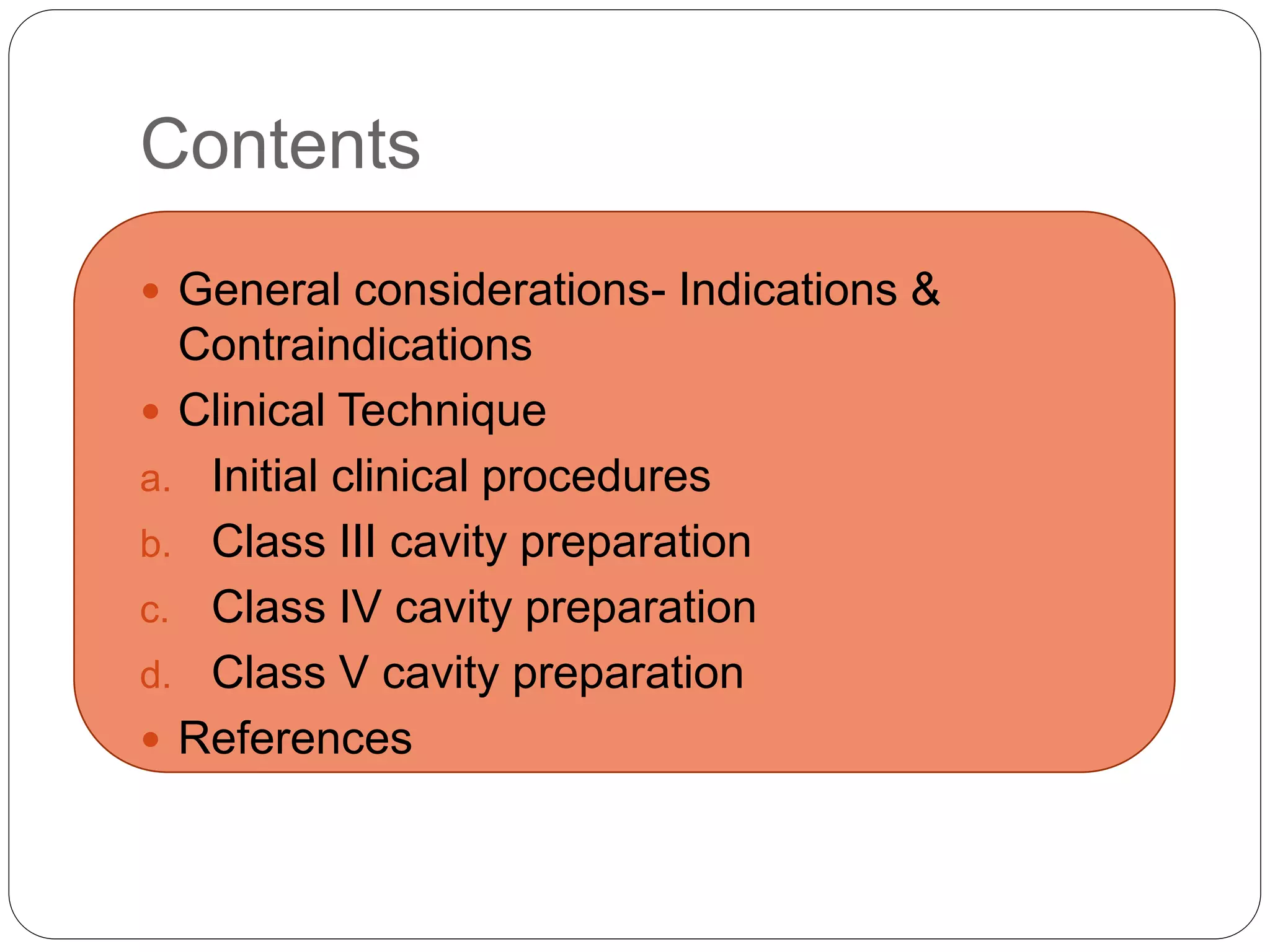 Class III, IV, V Cavity preparations for Composites- SELVI | PPTX