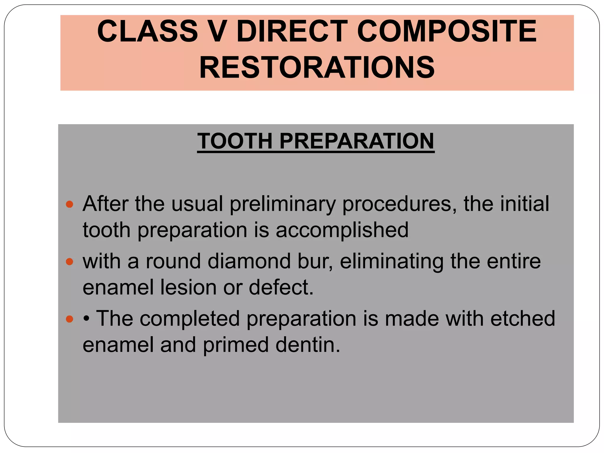 Class III, IV, V Cavity preparations for Composites- SELVI | PPTX