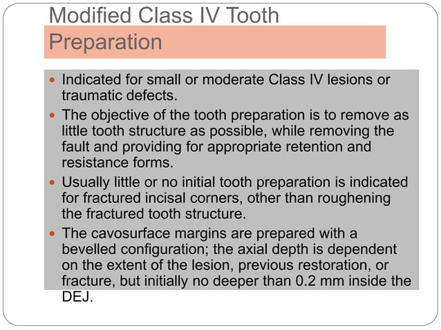 Class III, IV, V Cavity preparations for Composites- SELVI | PPTX