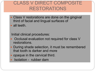 Class III, IV, V Cavity preparations for Composites- SELVI | PPTX