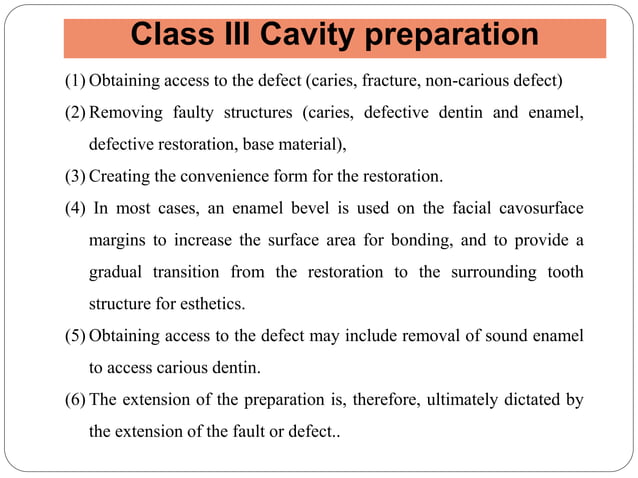 Class III, IV, V Cavity preparations for Composites- SELVI | PPTX