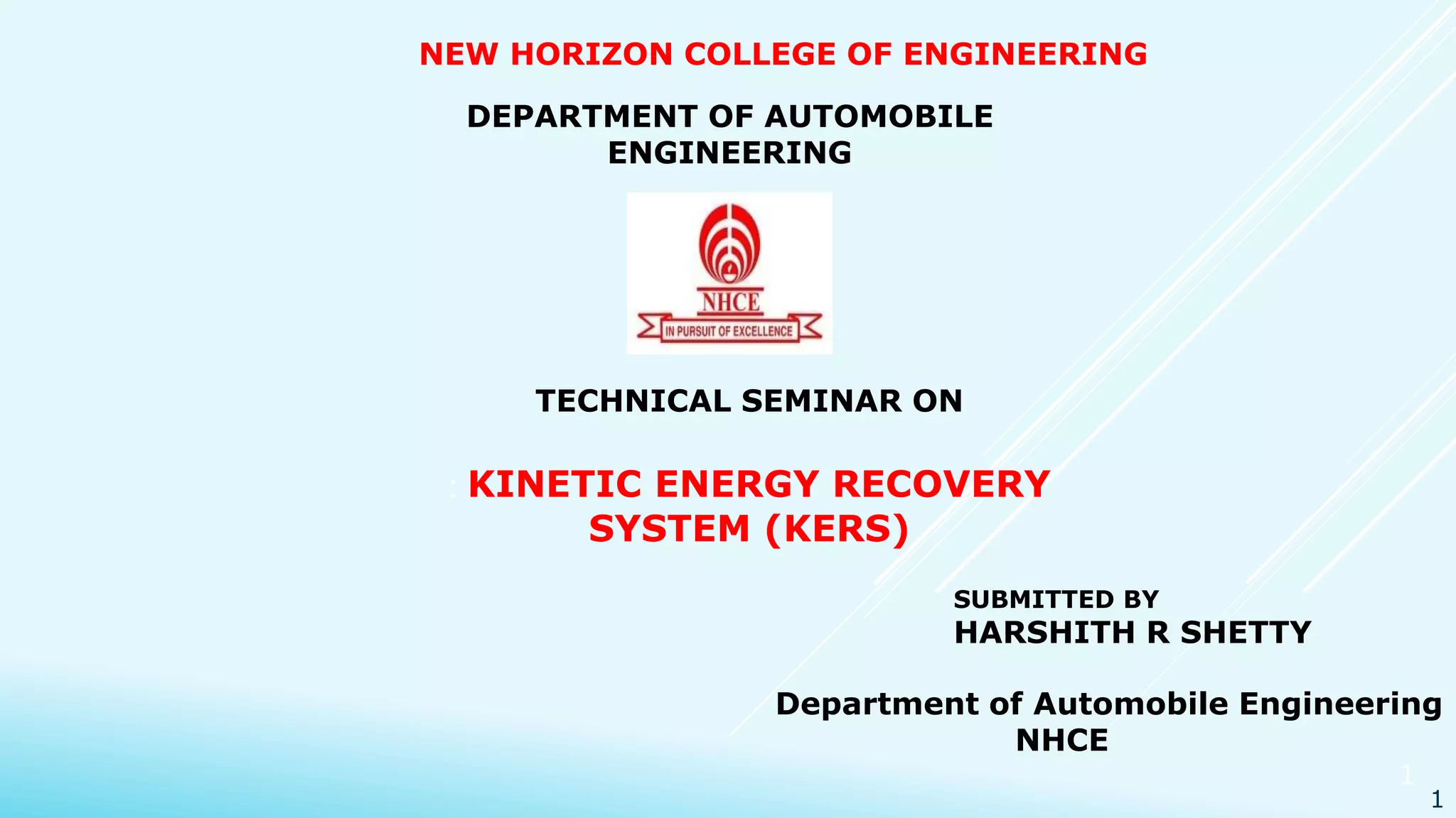 kinetic energy recovery system | PPTX