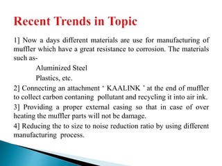 Design Of Muffler & Factors Affecting Efficiency Of Muffler | PPTX