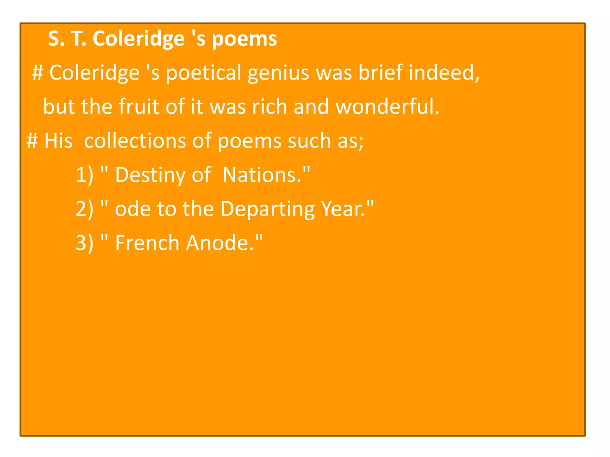 Coleridge a poet | PPTX