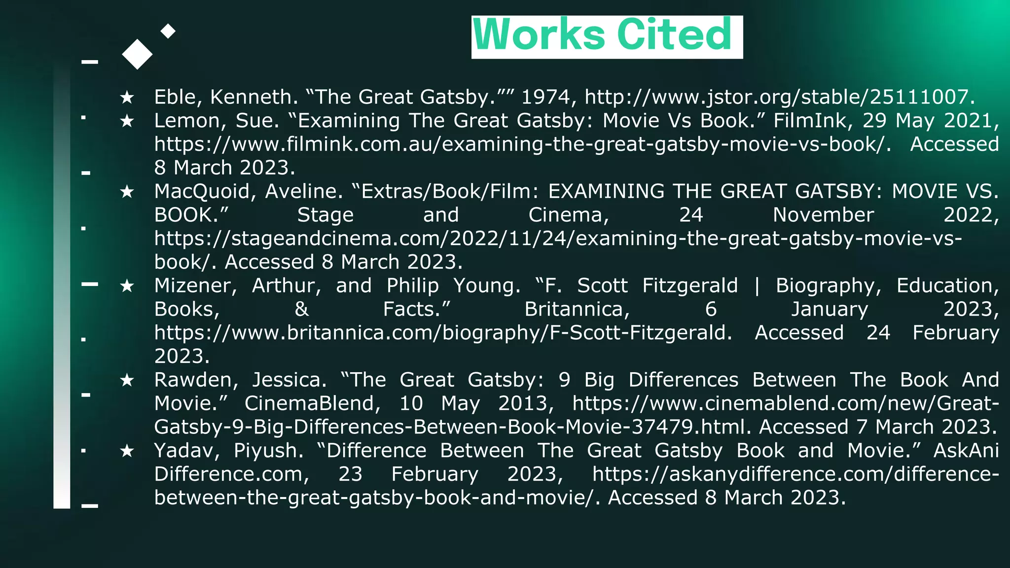 Comparison Between ‘The Great Gatsby’ Novel and Movie Adaptation | PPTX
