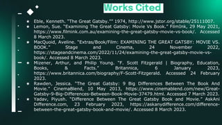 Comparison Between ‘The Great Gatsby’ Novel and Movie Adaptation | PPTX
