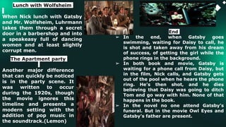 Comparison Between ‘The Great Gatsby’ Novel and Movie Adaptation | PPTX