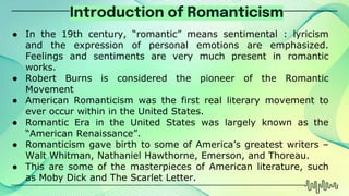 Comparative study of Romanticism and Transcendentalism | PPTX