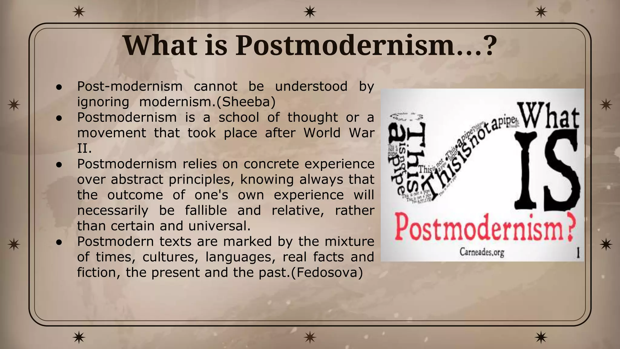 Comparative Analysis of Modernism and Postmodernism in Literature | PPTX