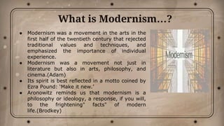 Comparative Analysis of Modernism and Postmodernism in Literature | PPTX
