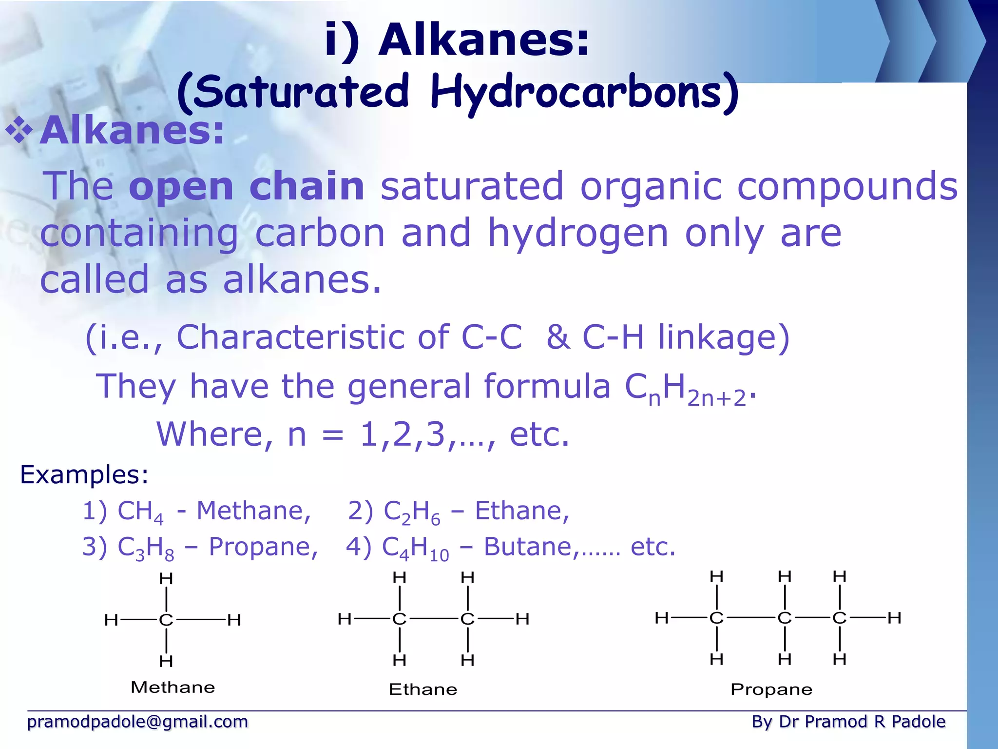 Sem - I Unit-III C) Aliphatic Hydrocarbons By Dr Pramod R Padole | PPTX