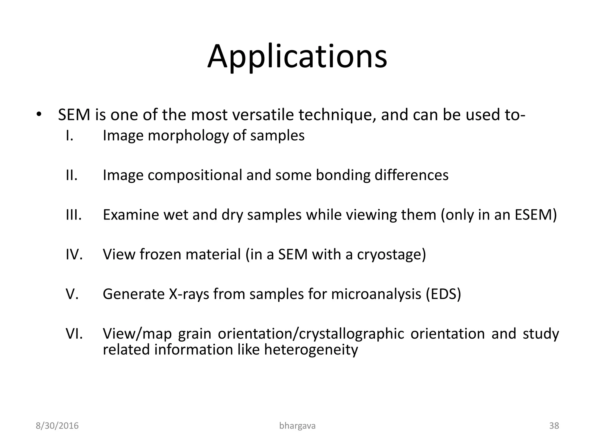 Scanning Electron Microscopy (SEM) lecture | PPTX