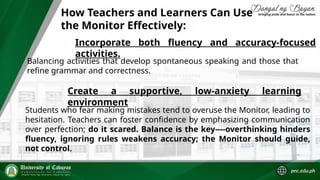 Monitor hypothesis by presentation of the group | PPTX