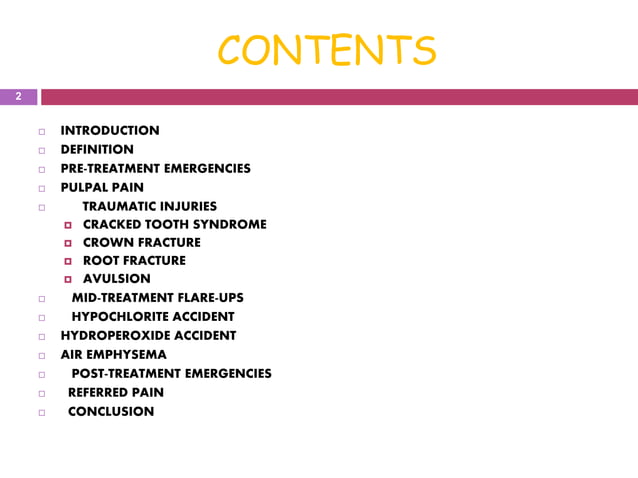endodontic emergencies | PPTX | First Aid | Injuries
