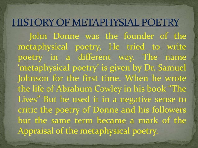METAPHYSICAL POETRY | PPTX | Poetry | Books and Literature
