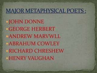 METAPHYSICAL POETRY | PPTX | Poetry | Books and Literature