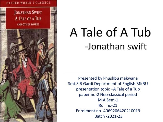 A Tale of A Tub by Jonathan Swift | PPTX