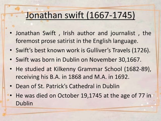 A Tale of A Tub by Jonathan Swift | PPTX