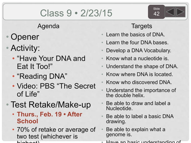 Sem.2 biology agenda and targets 2016.short | PPT