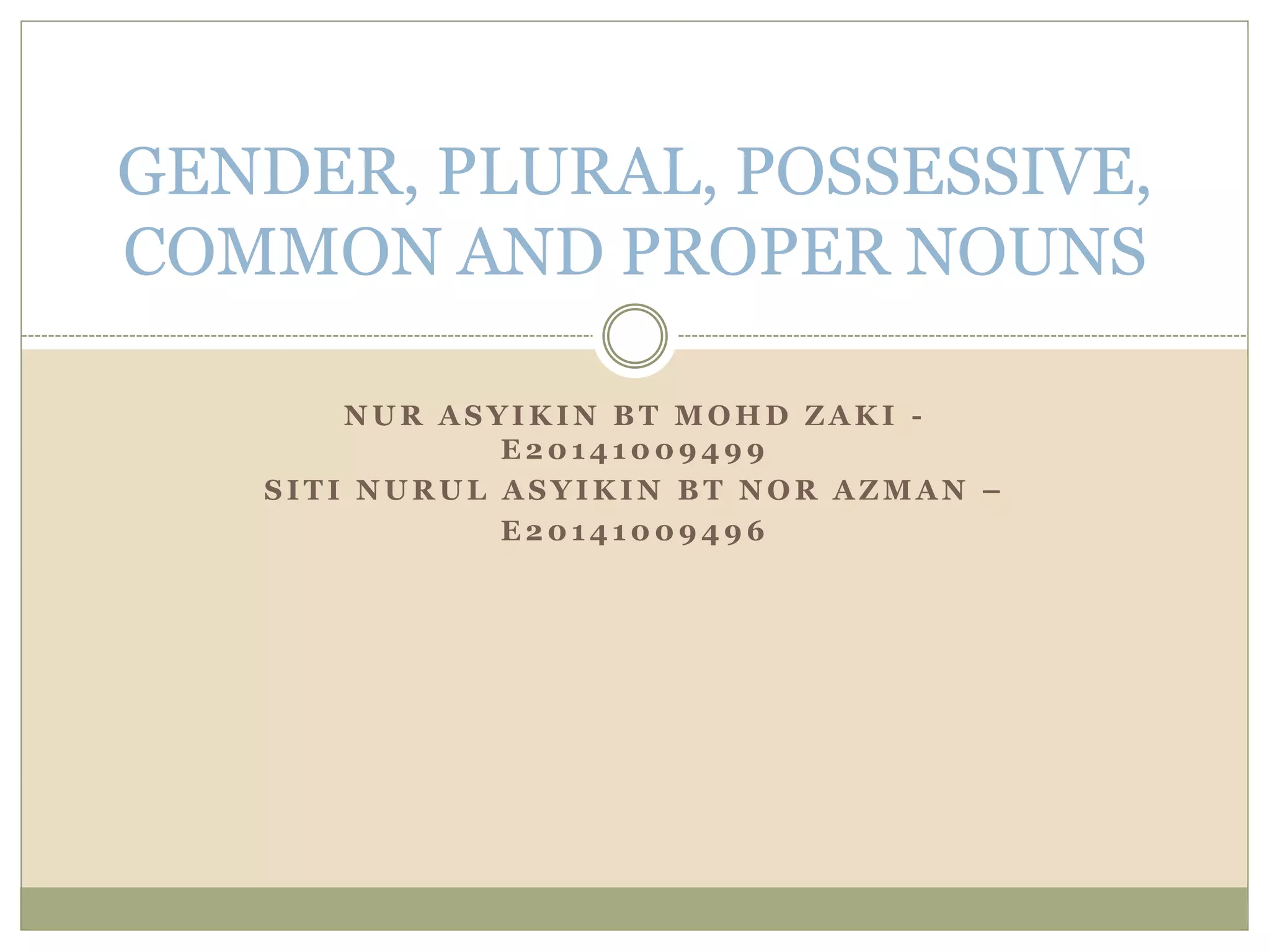 Sem 2 english grammar 2 - gender, plural...nouns | PPTX