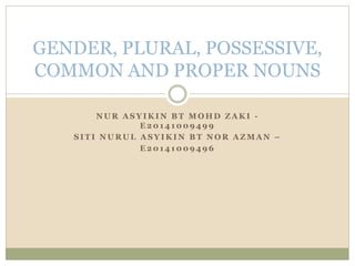 Sem 2 english grammar 2 - gender, plural...nouns | PPTX