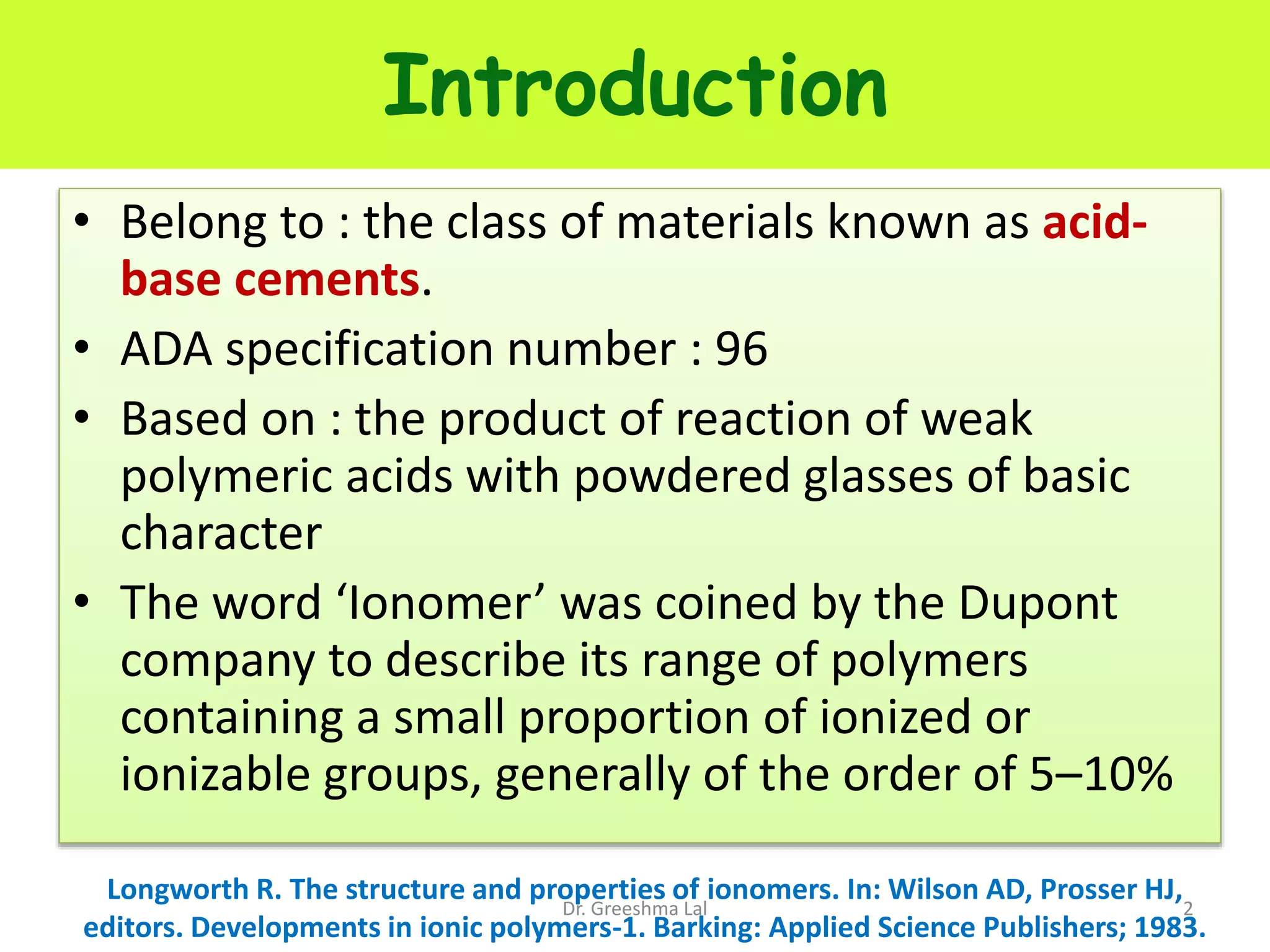Glass Ionomer Cement | PPTX