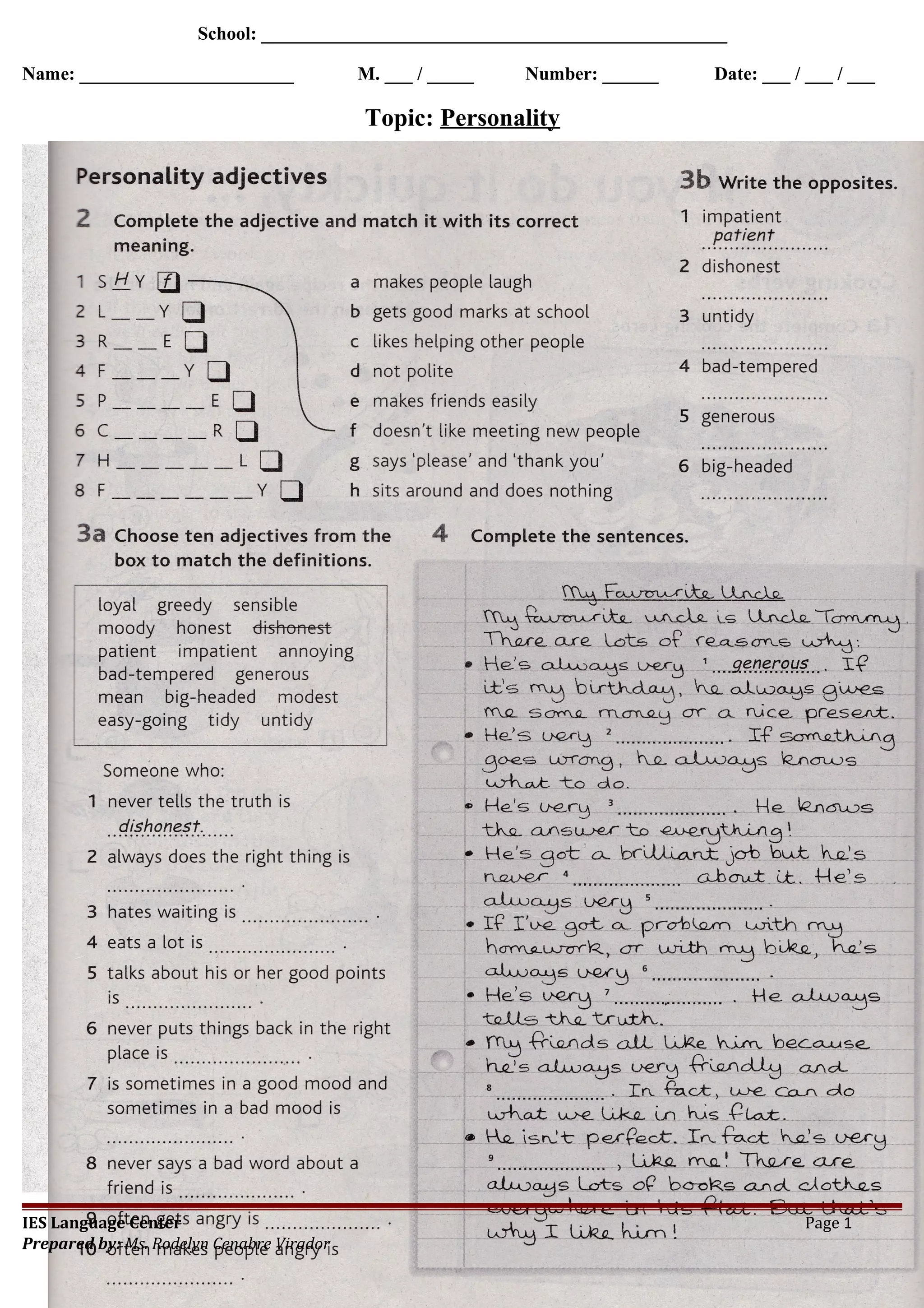 personality adjectives | DOC