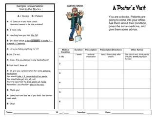 a doctor's visit conversation sheet | DOC | Infectious Diseases ...