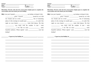 Writing Activity: where did you spend your vacation? | DOC