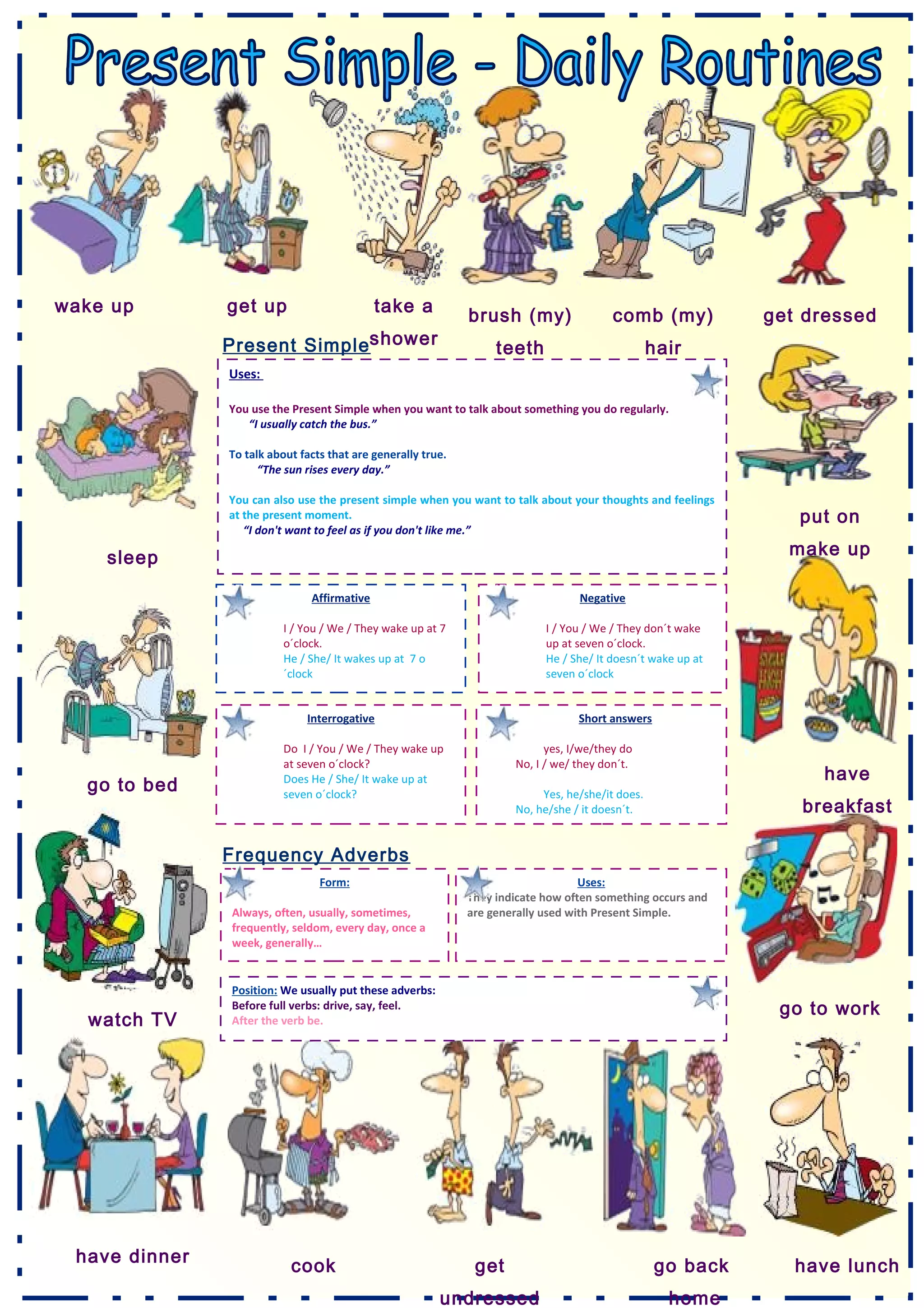 daily routine handout and worksheet | DOC