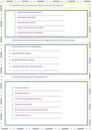 daily routine handout and worksheet | DOC