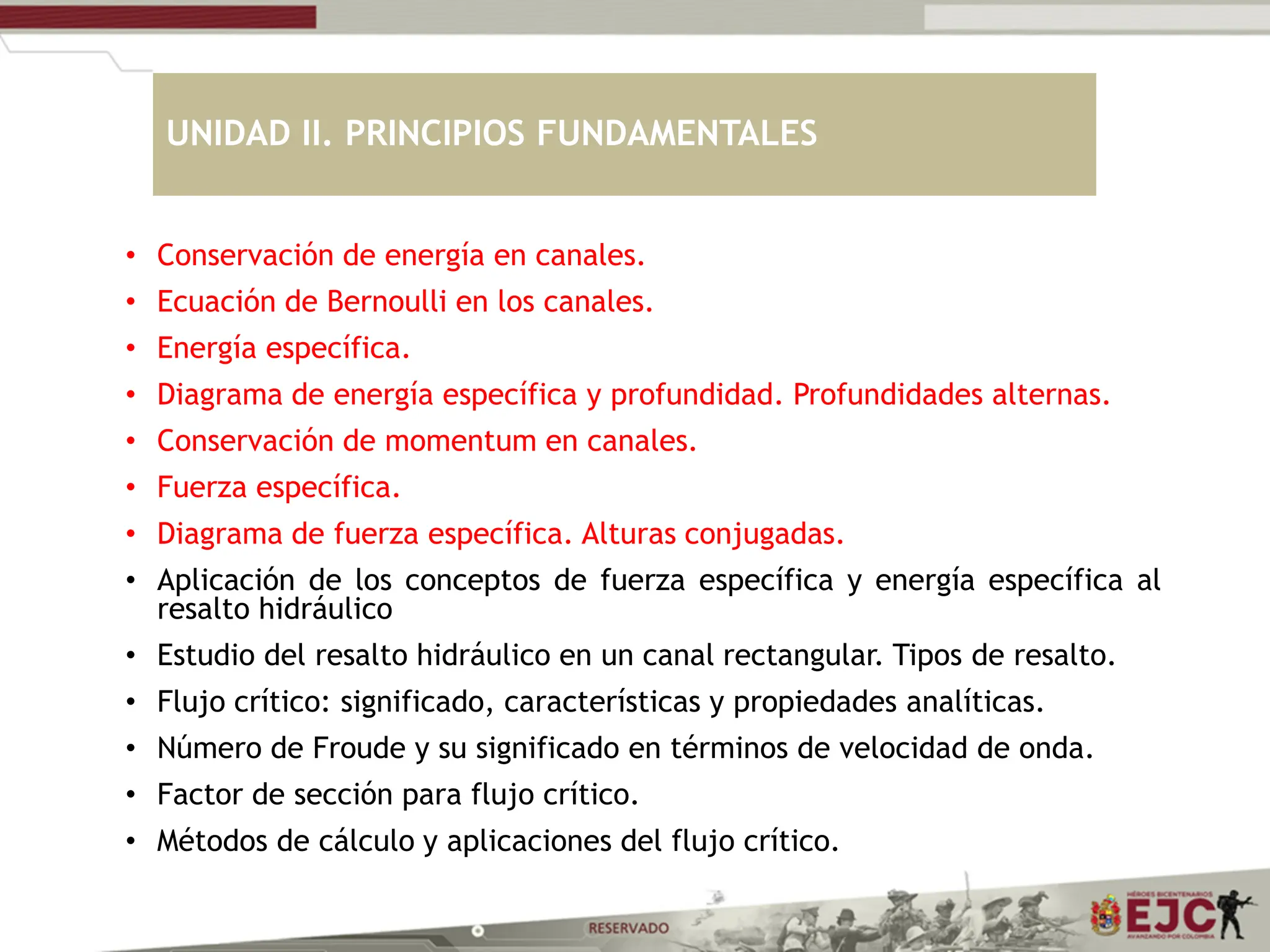 Energía y fuerza específica - Principios fundamentales. | PDF