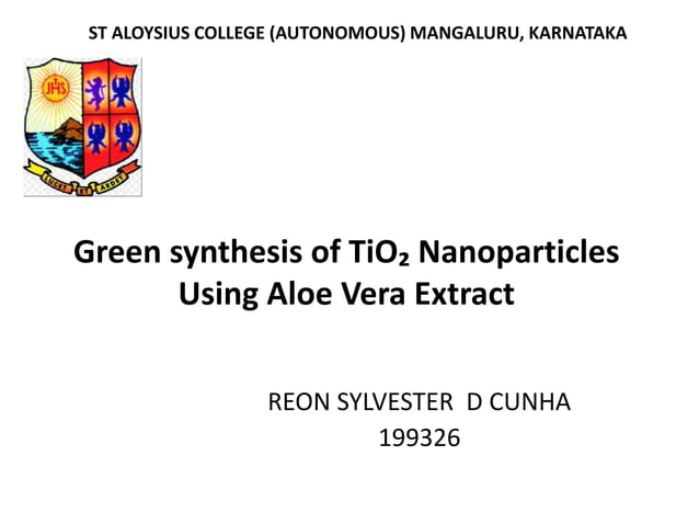 Green synthesis of nanoparticles | PPTX