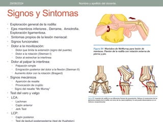 Lesiones ligamentarias y mmenisales manejo linia diagnostio | PPTX
