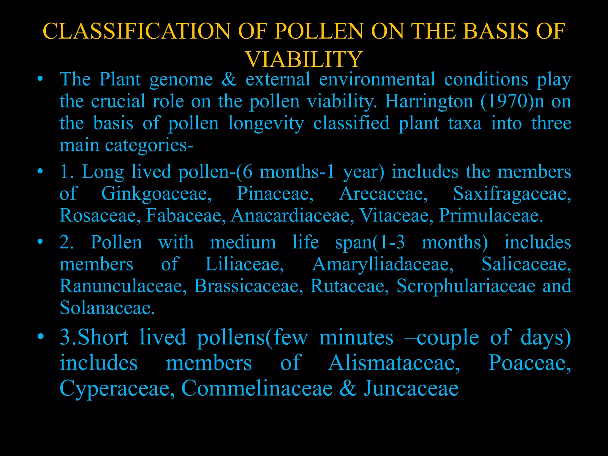 Pollen viability, storage & germination -A basic idea | PDF