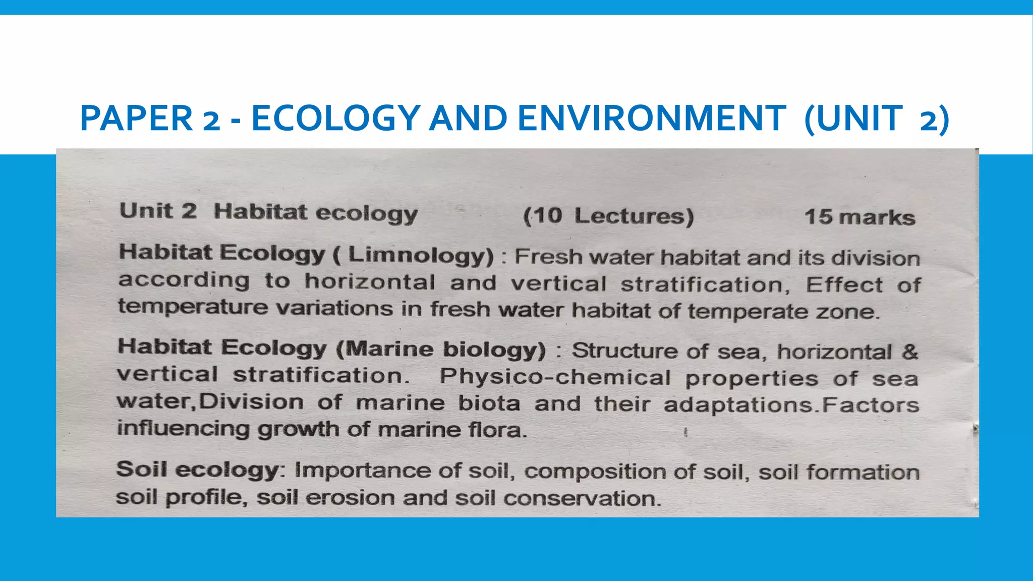 Sem 5 limnology fresh water ecosystem lake ecosystem | PDF