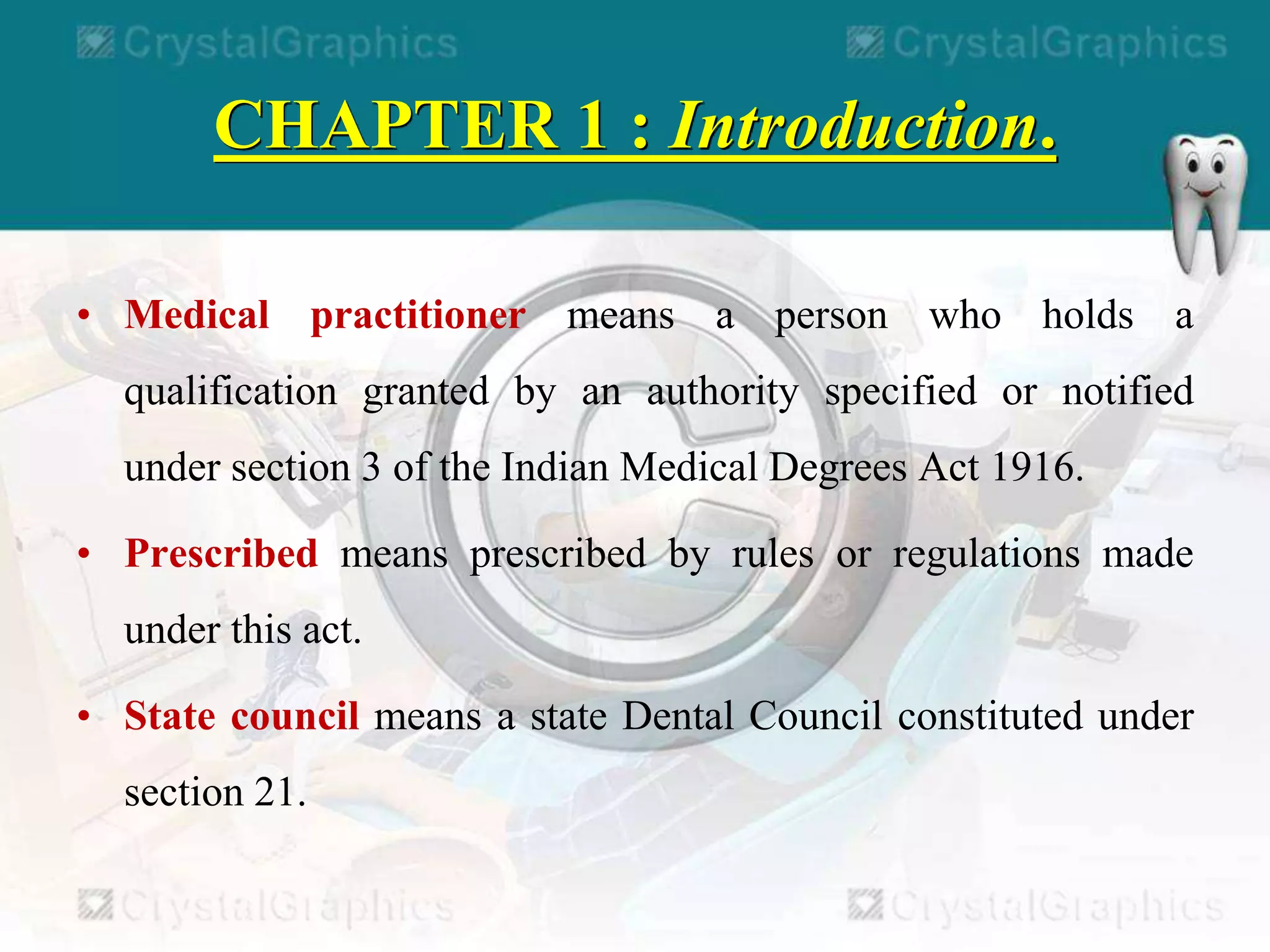 Dentist Act of India, DCI & IDA | PPTX