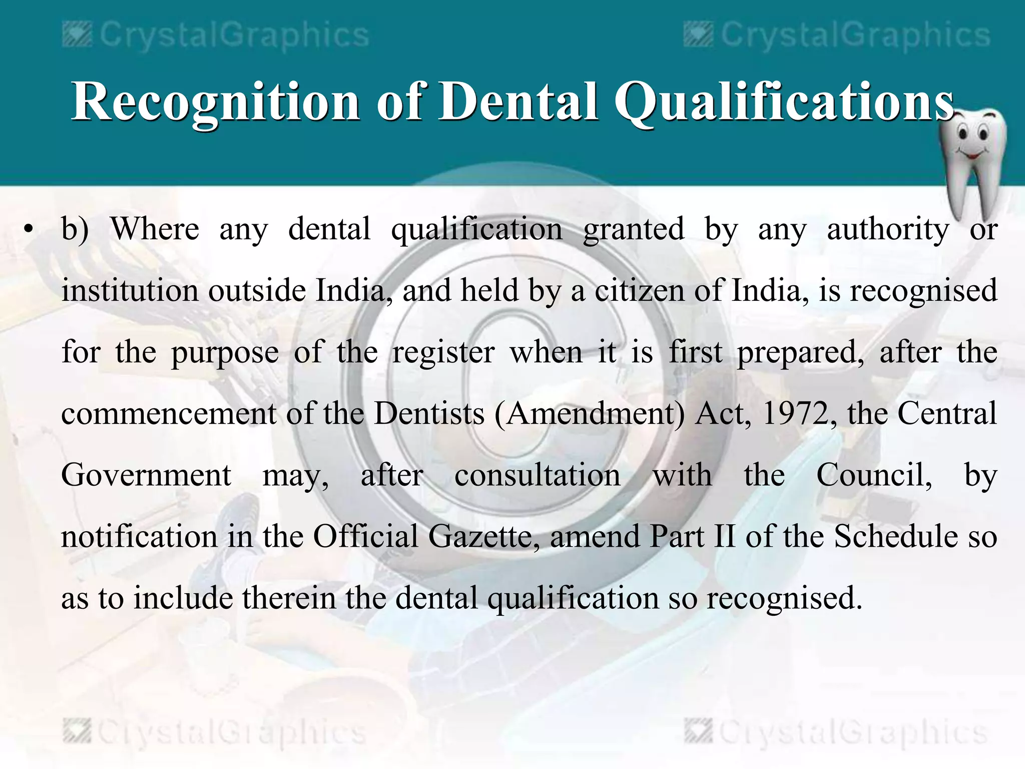 Dentist Act of India, DCI & IDA | PPTX
