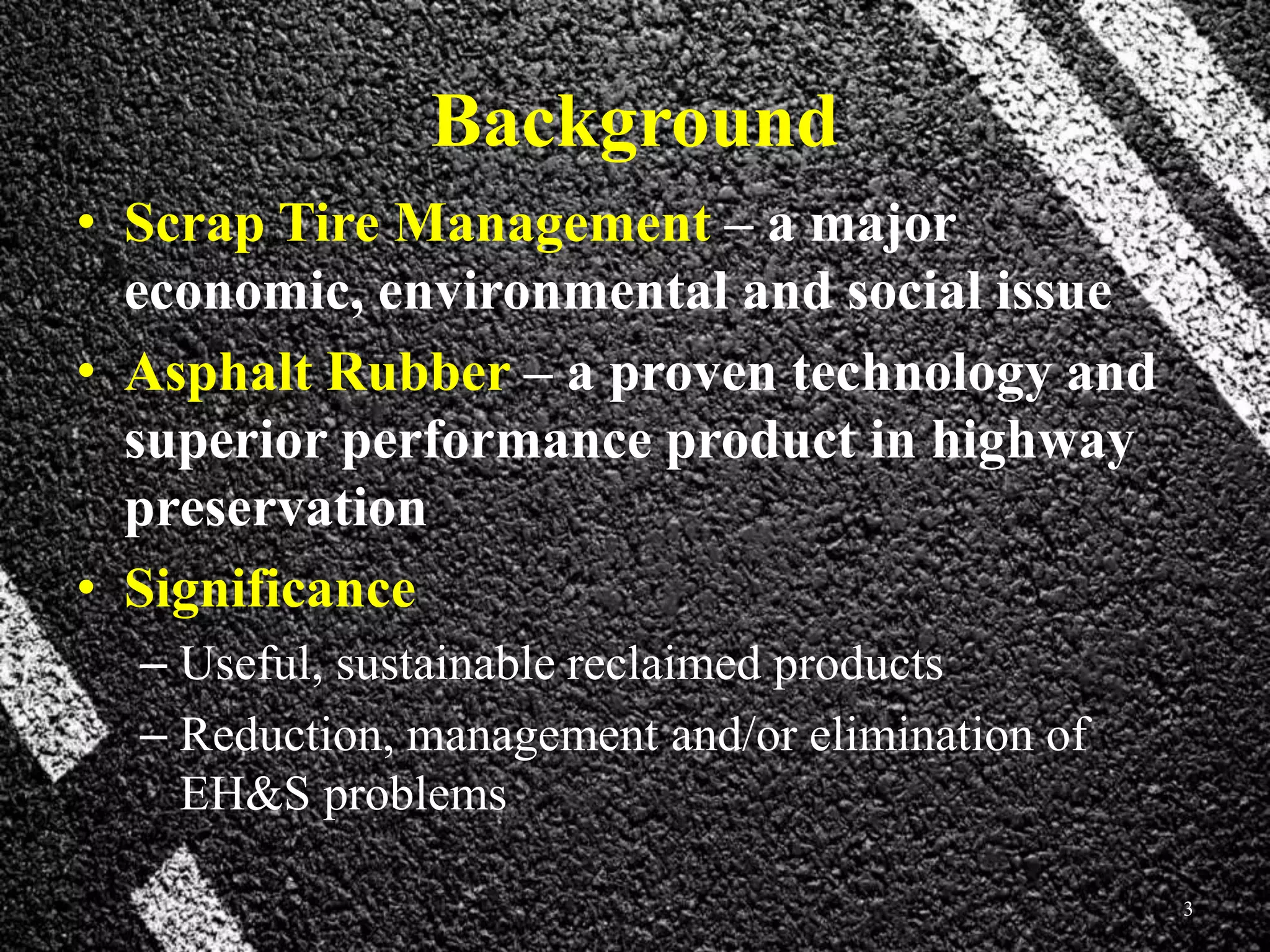 Crumb Rubber Life Cycle Cost Assessment (LCCA) Project | PPT