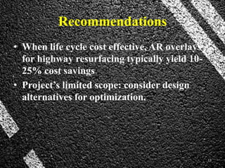Crumb Rubber Life Cycle Cost Assessment (LCCA) Project | PPT