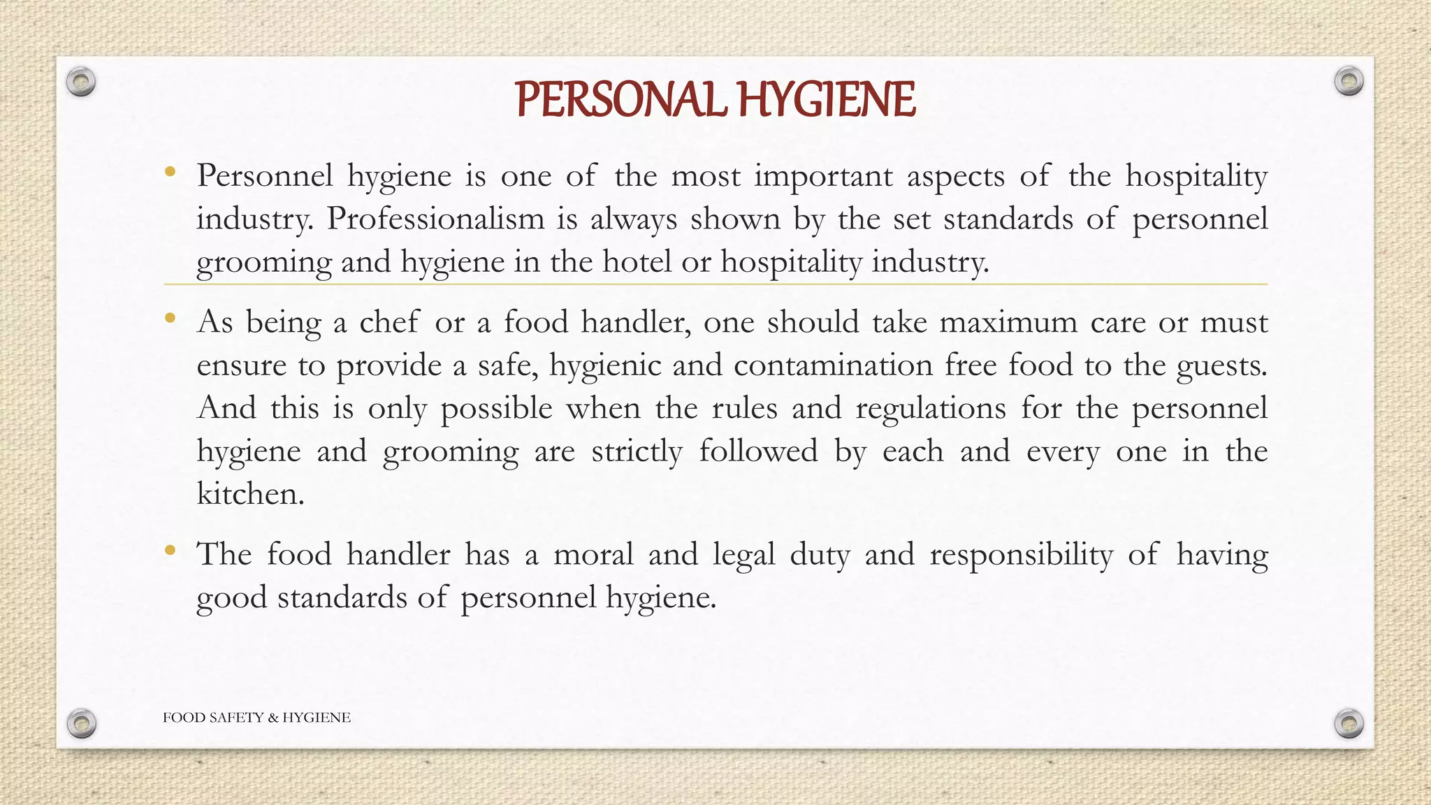 FOOD SAFETY & HYGIENE IN PROFESSIONAL KITCHENS | PPTX