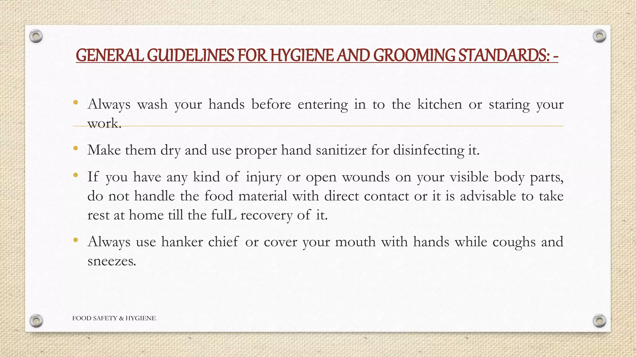FOOD SAFETY & HYGIENE IN PROFESSIONAL KITCHENS | PPTX