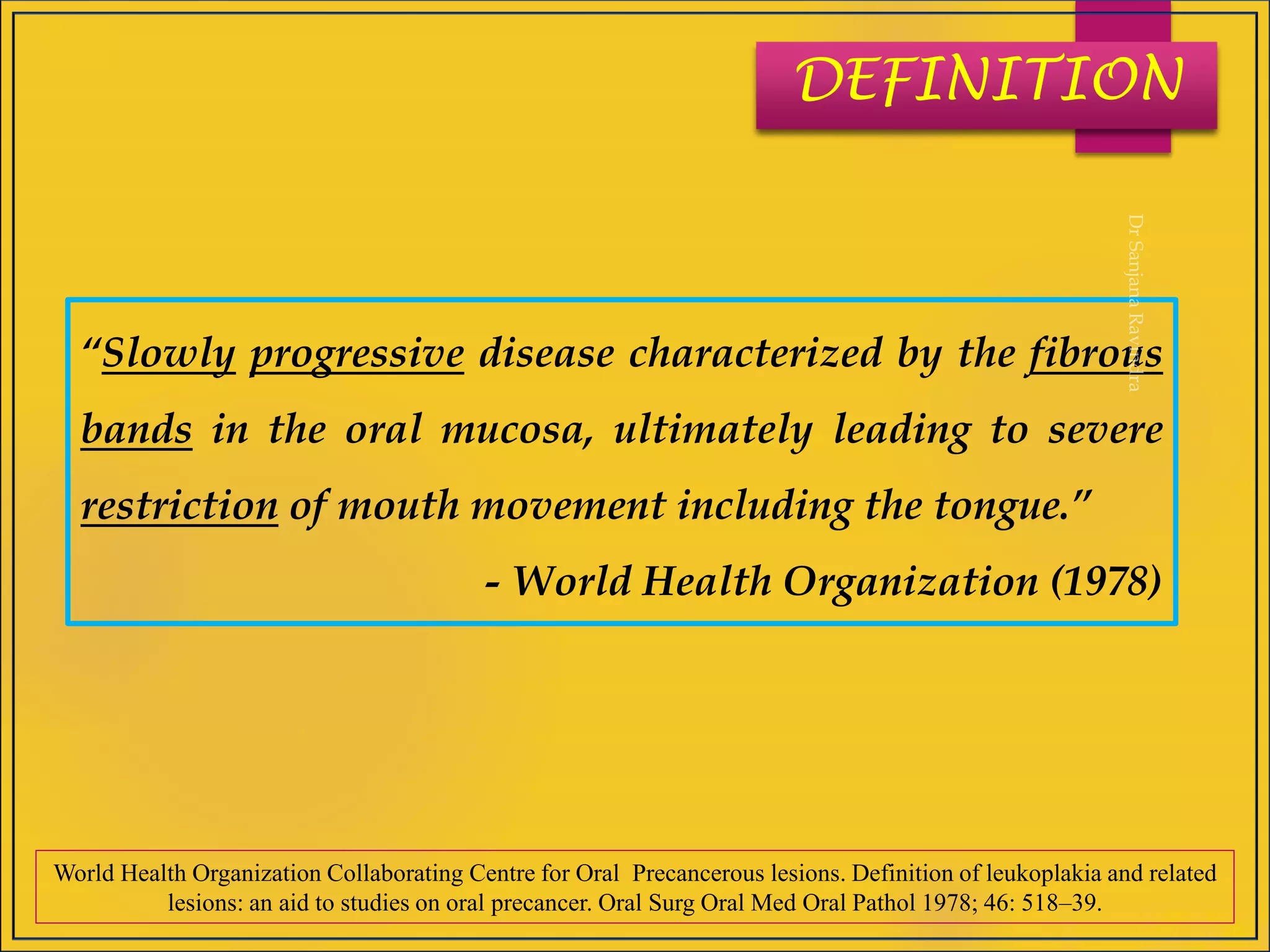 Oral Submucous Fibrosis - OSMF : Dr Sanjana Ravindra | PDF