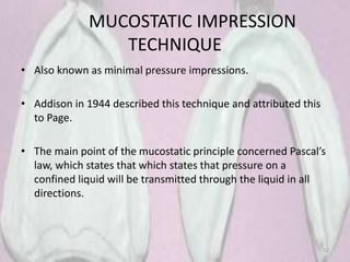 impression making-theories and techniques in complete denture | PPTX