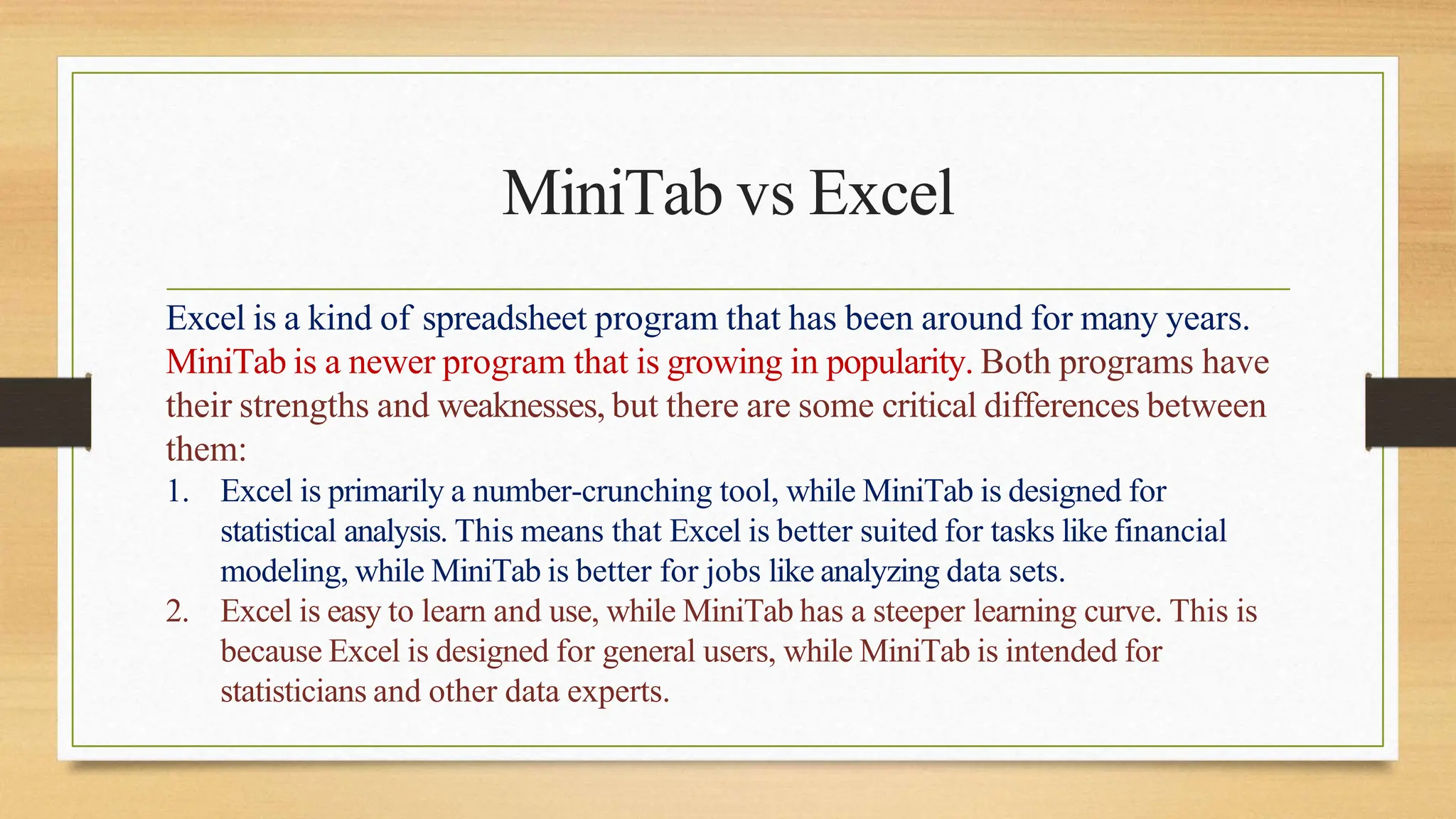 SEM 8 BIOSTATISTICS graphs minitab excel etc | PPTX