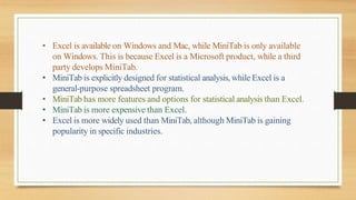 SEM 8 BIOSTATISTICS graphs minitab excel etc | PPTX | Technology & Computing