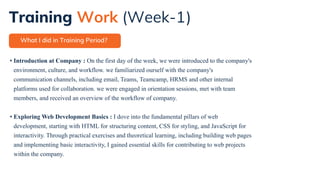 industrail tarining presantation of internship | PPT